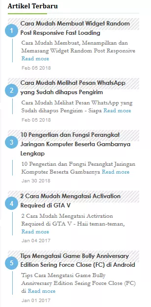 Cara Membuat Widget Recent Post Keren di Blog