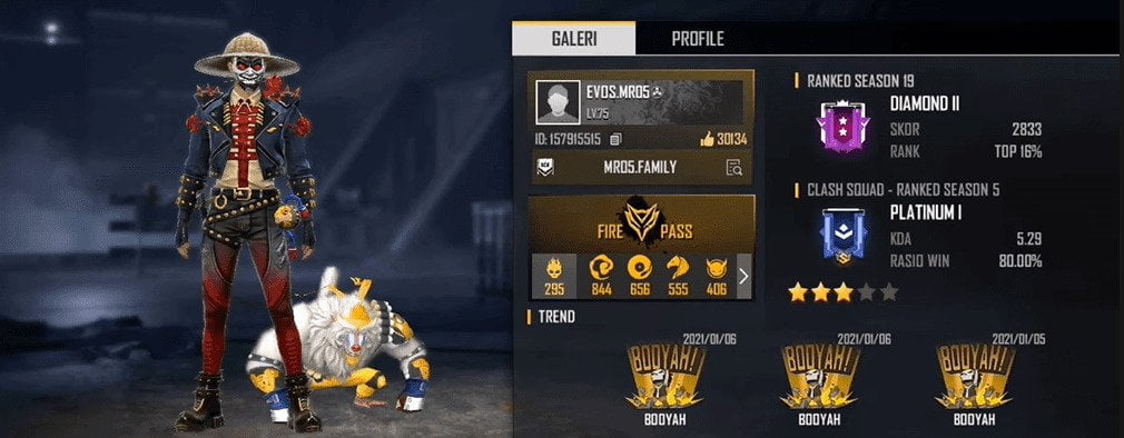 ID FF MR 05 Asli 2023 dan Nama Akun FFnya